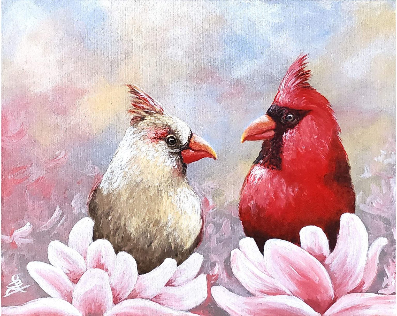 Spring Cardinals Painting - Palette and Pub